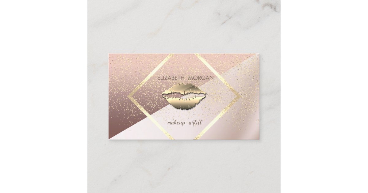 Modern Elegant , Geometric,Frame,Confetti, Lips Business Card | Zazzle