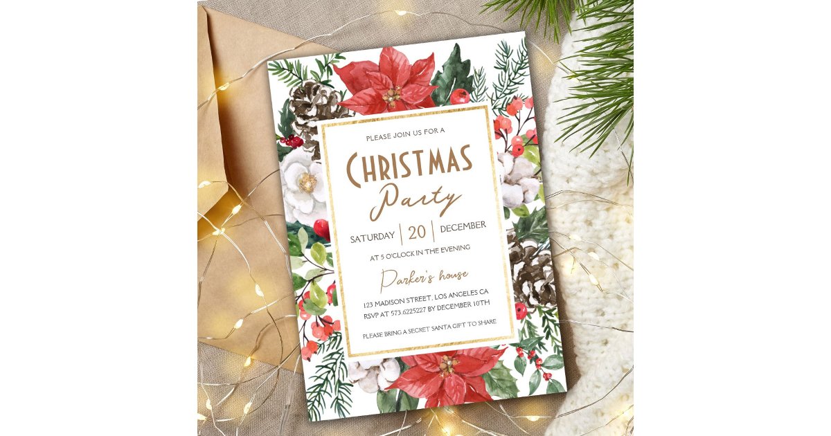 Modern Elegant Geometric Gold Christmas Party Invitation | Zazzle