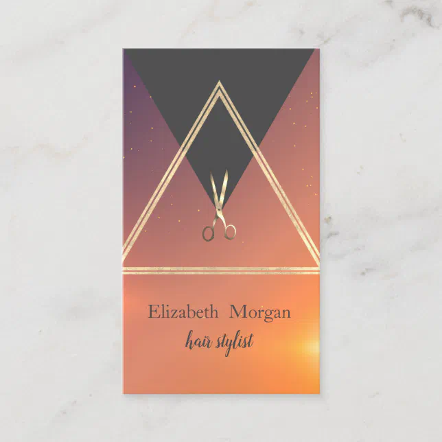Modern Elegant Geometric Gold,Scissors Business Card | Zazzle