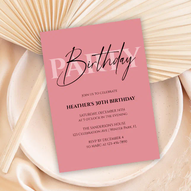 Modern & Elegant Girly Birthday Party Invitation | Zazzle
