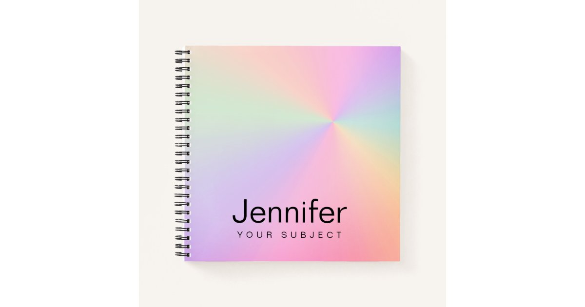 Modern elegant girly gradient colorful holographic notebook | Zazzle