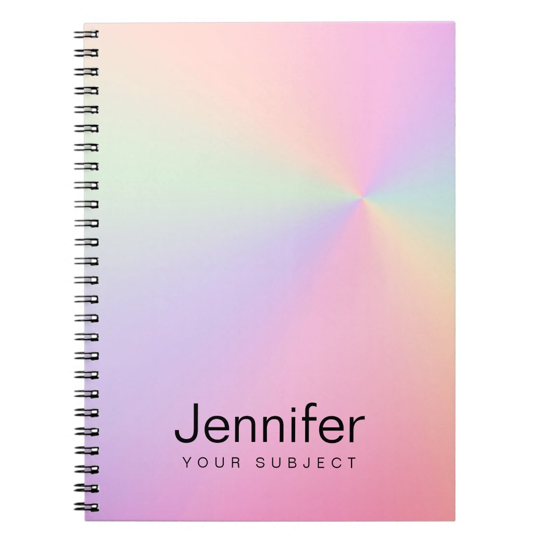 Modern elegant girly gradient colorful holographic notebook | Zazzle