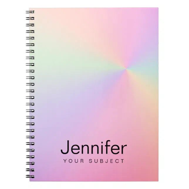Modern elegant girly gradient colorful holographic notebook | Zazzle