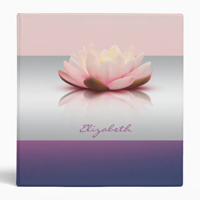 Modern Elegant Girly Lotus Flower 3 Ring Binder | Zazzle