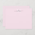 Modern Elegant Girly Script Monogram Blush Pink Note Card | Zazzle