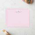 Modern Elegant Girly Script Monogram Blush Pink Note Card | Zazzle