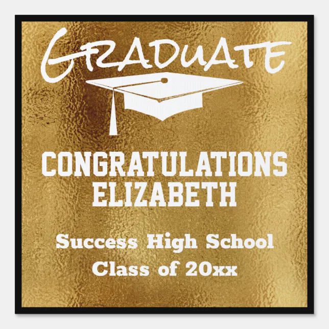 Modern Elegant Gold Black School Graduation Sign | Zazzle