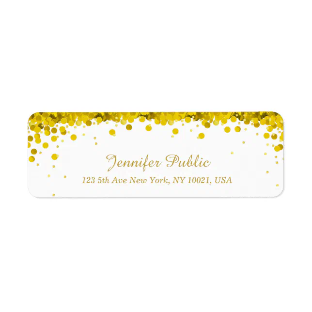 Modern Elegant Gold Confetti Script Luxe Template Label | Zazzle