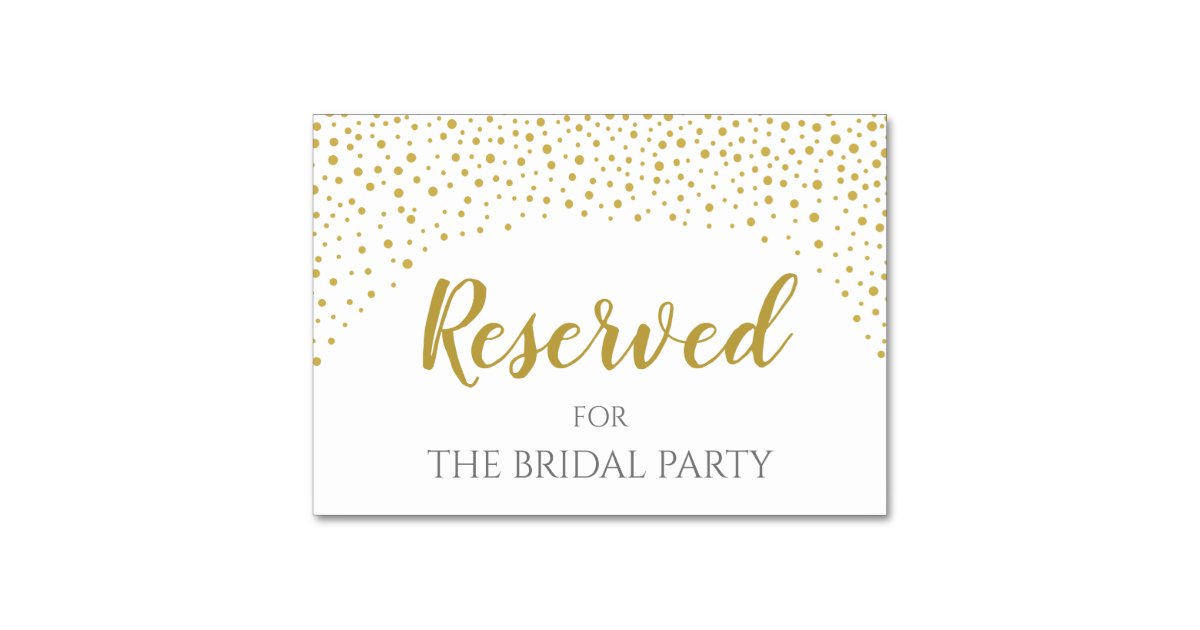 Modern Elegant Gold Confetti Wedding Reserved Table Number | Zazzle