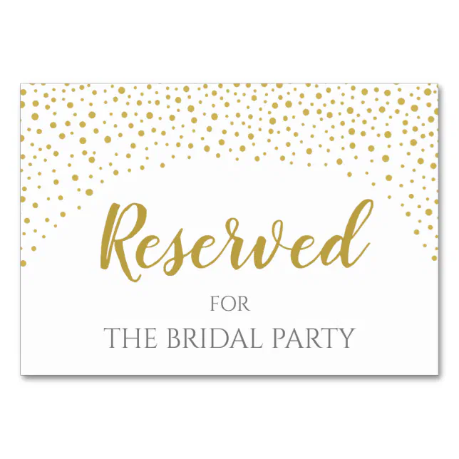 Modern Elegant Gold Confetti Wedding Reserved Table Number | Zazzle