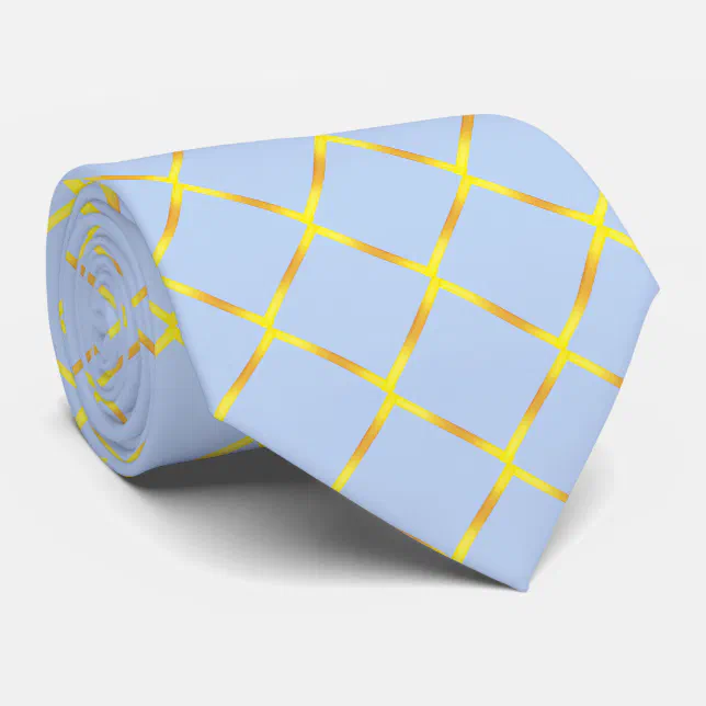 Modern Elegant Gold Diamond Pattern on Light Blue Neck Tie | Zazzle