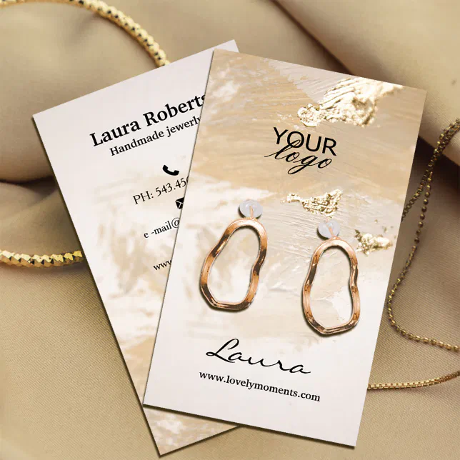Modern Elegant Gold Foil Earring Display Business Card | Zazzle