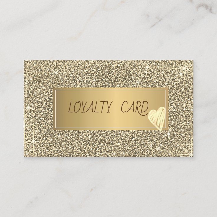 Modern Elegant Gold Glitter,Frame, Gold Hearts Loyalty Card | Zazzle