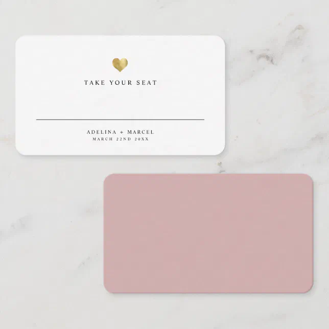 Modern Elegant Gold Heart Wedding Table Place Card | Zazzle