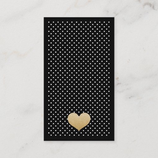 Modern Elegant Gold Hello Heart Black Dots Custom Business Card | Zazzle