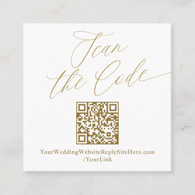 Modern Elegant Gold QR Code Wedding Website Enclosure Card | Zazzle