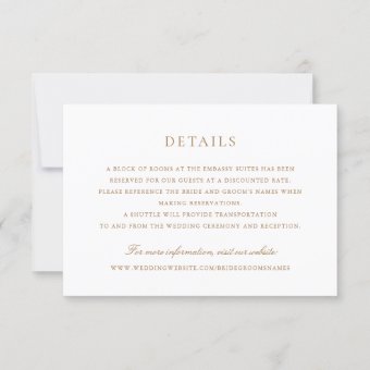 Modern Elegant Gold Script Wedding Details Insert Invitation | Zazzle