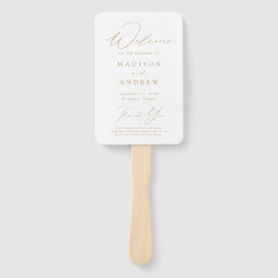 Modern Elegant Gold Script Wedding Program Hand Fan | Zazzle