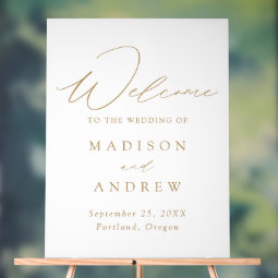 Modern Elegant Gold Script Wedding Welcome Acrylic Sign | Zazzle