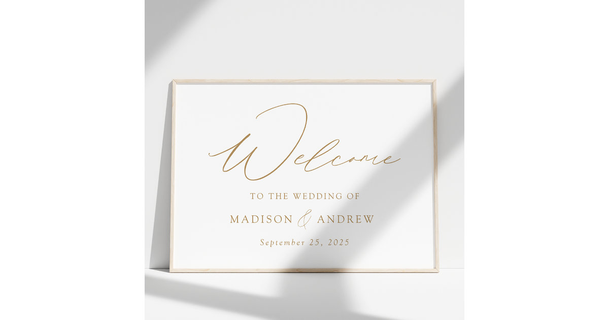 Modern Elegant Gold Script Wedding Welcome Poster | Zazzle