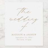 Modern Elegant Gold Script Wedding Wine Label | Zazzle