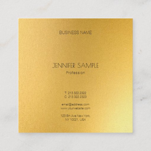 Modern Elegant Gold Simple Glam Template Luxurious Square Business Card ...