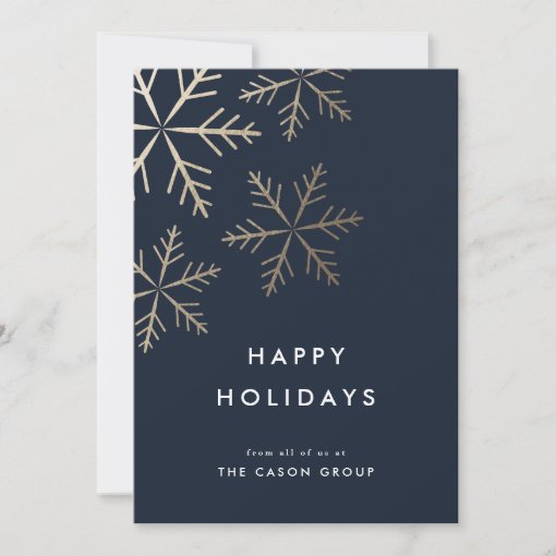 Modern Elegant Gold Snowflakes Business Holiday Card | Zazzle