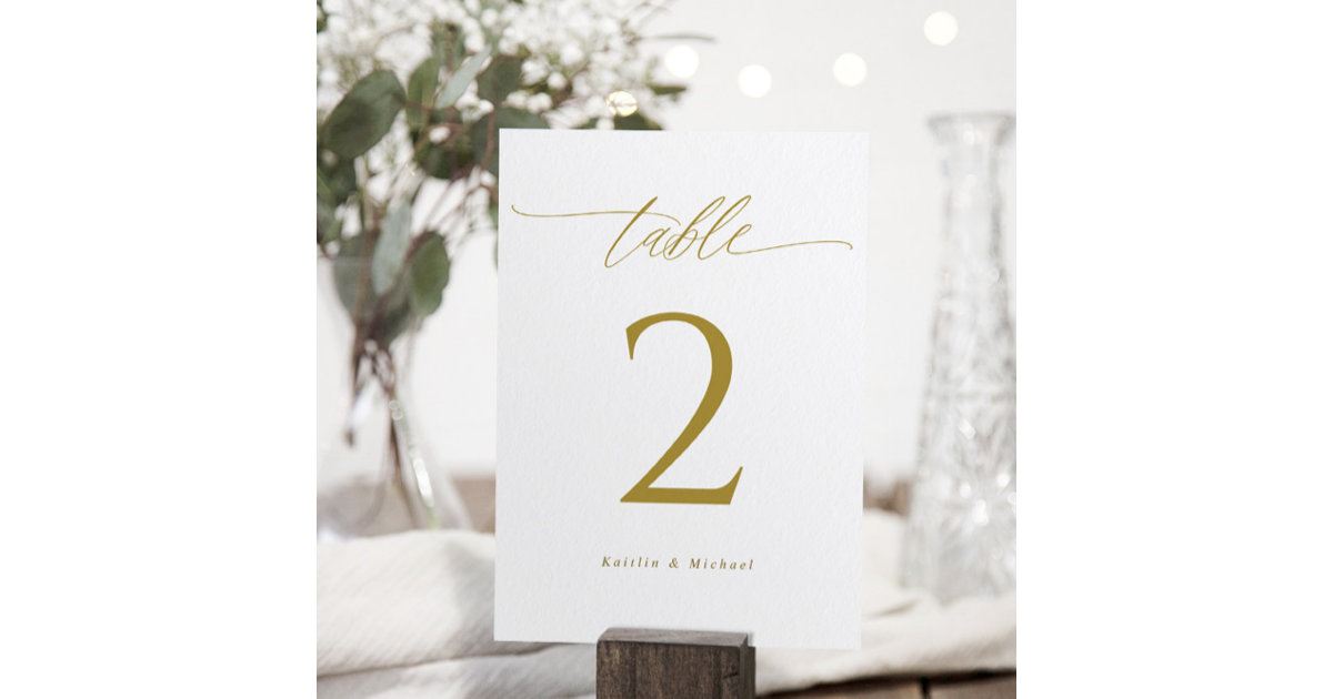 Modern Elegant Gold Wedding Double Table Numbers | Zazzle