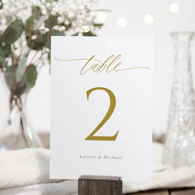 Modern Elegant Gold Wedding Double Table Numbers | Zazzle