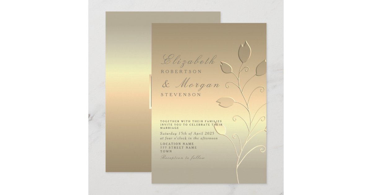 Modern Elegant Gold Wedding Invitation | Zazzle