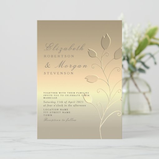 Modern Elegant Gold Wedding Invitation | Zazzle