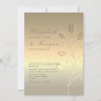 Modern Elegant Gold Wedding Invitation | Zazzle
