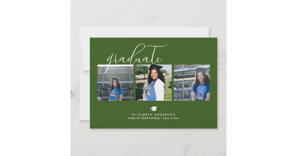 Modern Elegant Graduate Photo Collage Graduation Invitation | Zazzle