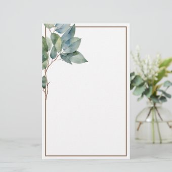 Modern elegant green gold botanical eucalyptus stationery | Zazzle