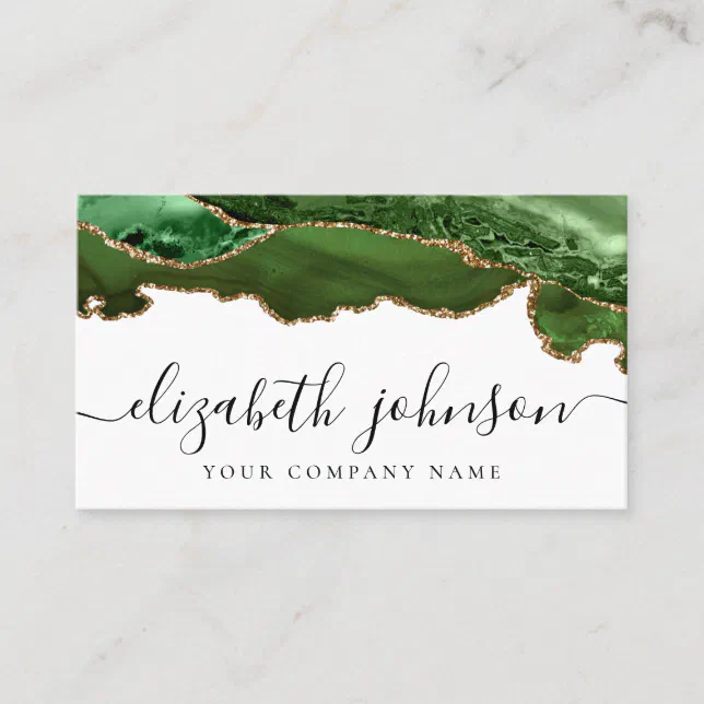Modern Elegant Green Gold Glitter Agate Marble Business Card | Zazzle Modern Elegant Green Gold Glitter Agate Marble Business Card | Zazzle