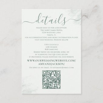 Modern Elegant Green Minimalist QR Code Website Enclosure Card | Zazzle