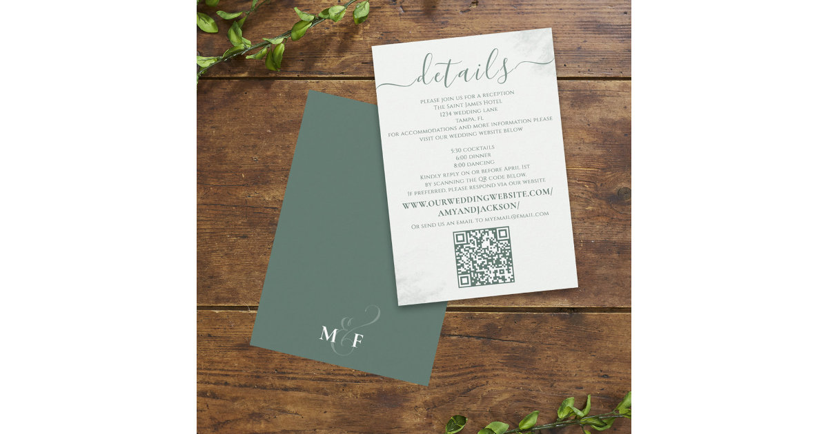 Modern Elegant Green Minimalist QR Code Website Enclosure Card | Zazzle