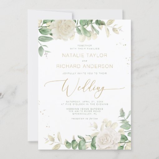Modern Elegant Greenery Wedding Invitation | Zazzle