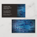Modern Elegant Grey Blue Circuit Computer Repair Business Card | Zazzle