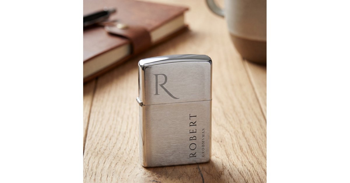 Modern Elegant Groomsmen Gift Monogrammed Zippo Lighter | Zazzle