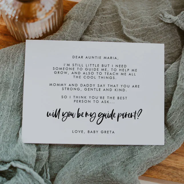Modern elegant Guide parent proposal text card | Zazzle