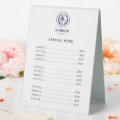 Modern elegant hair salon barber service menu table tent sign | Zazzle