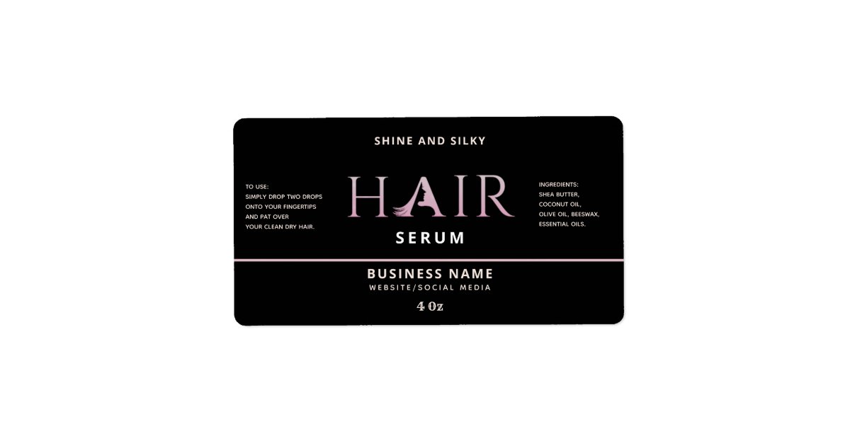 Modern elegant hair serum label | Zazzle