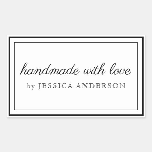 Modern Elegant Handmade with Love Product Logo Rectangular Sticker | Zazzle