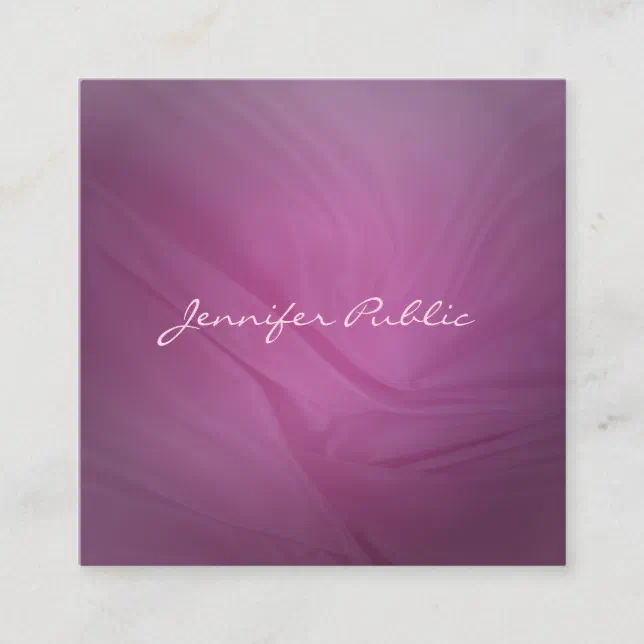 Modern Elegant Handwriting Name Purple Template Square Business Card ...