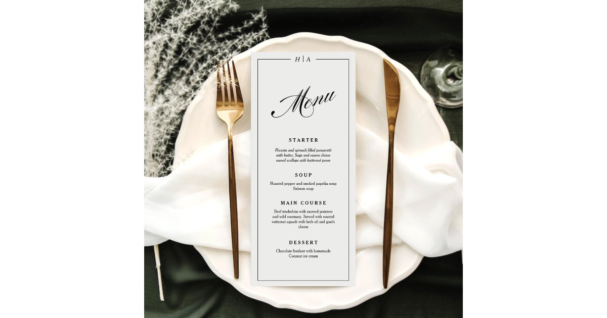 Modern Elegant Handwriting Wedding Dinner Menu | Zazzle