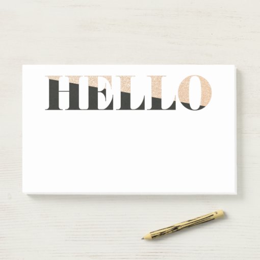 Modern Elegant Hello with Golden detail Post-it Notes | Zazzle