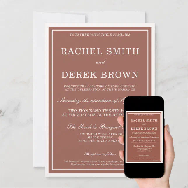 Modern Elegant Hex Red Pink Ivory Scripts Wedding Invitation | Zazzle