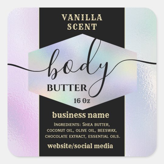 Modern elegant holograph script body butter label | Zazzle.com
