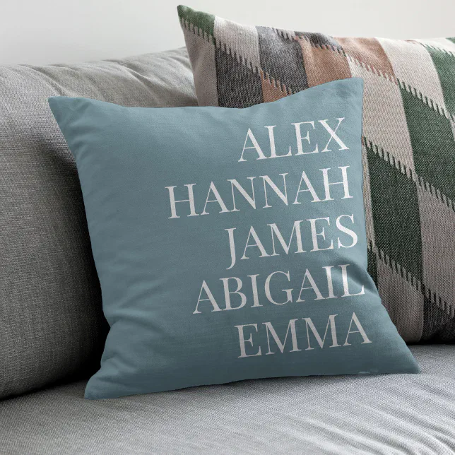 Modern Elegant Kids Names Personalized Family Throw Pillow | Zazzle